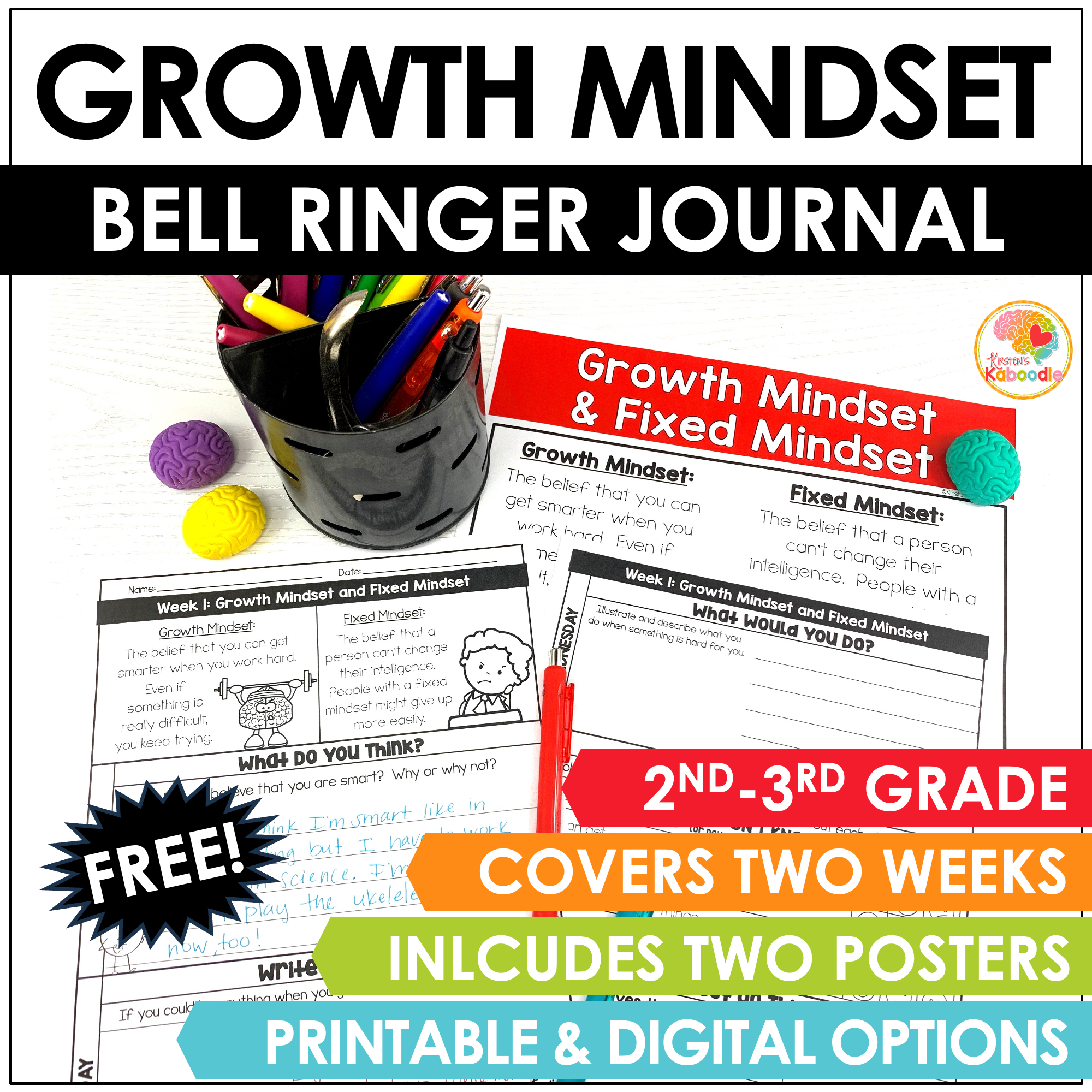 Free Growth Mindset Bell Ringer Warm Ups 2nd-3rd Grade • Kirsten's Kaboodle
